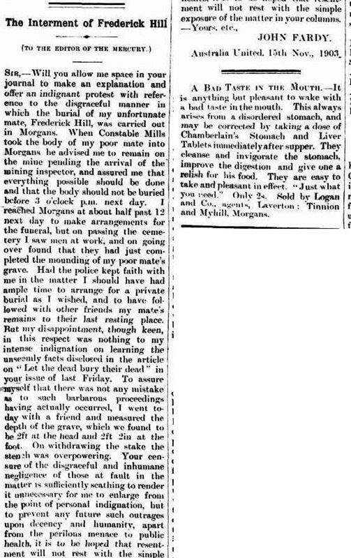 Frederick Felix HILL - Western Australian Virtual Miners Memorial