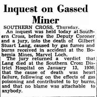 Gilbert Stuart LANG - Western Australian Virtual Miners Memorial