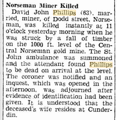 David John PHILLIPS - Western Australian Virtual Miners Memorial