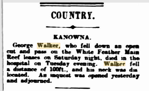 George William WALKER - Western Australian Virtual Miners Memorial