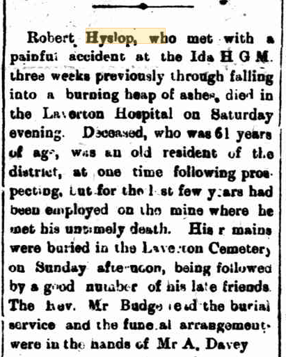 Robert HYSLOP - Western Australian Virtual Miners Memorial