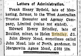 Edward Henry BRINDLEY - Western Australian Virtual Miners Memorial