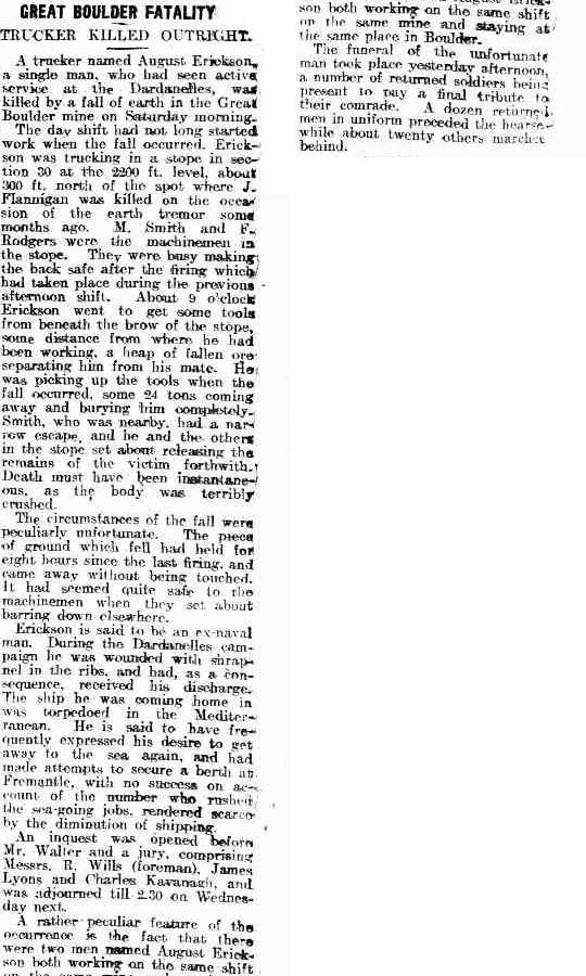 August ERICKSON - Western Australian Virtual Miners Memorial