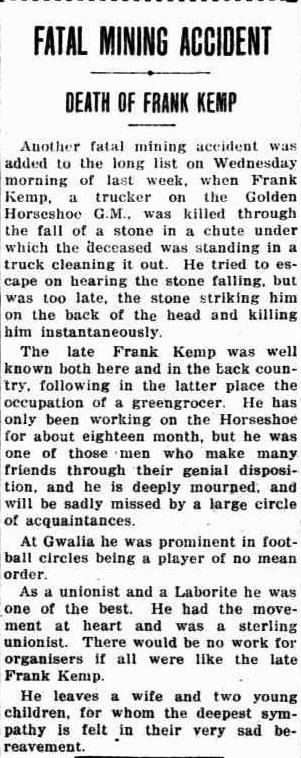 Francis ‘Frank’ KEMP - Western Australian Virtual Miners Memorial