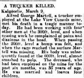 Alfred George MARTELL - Western Australian Virtual Miners Memorial