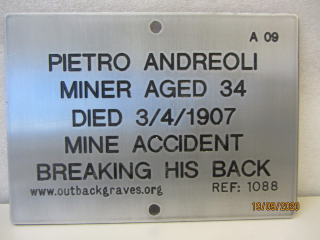 Pietro “Peter” ANDREOLI - Western Australian Virtual Miners Memorial
