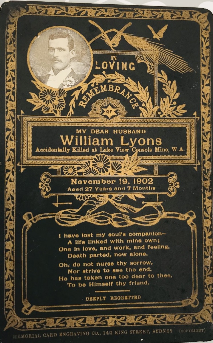 William Samuel LYONS - Western Australian Virtual Miners Memorial