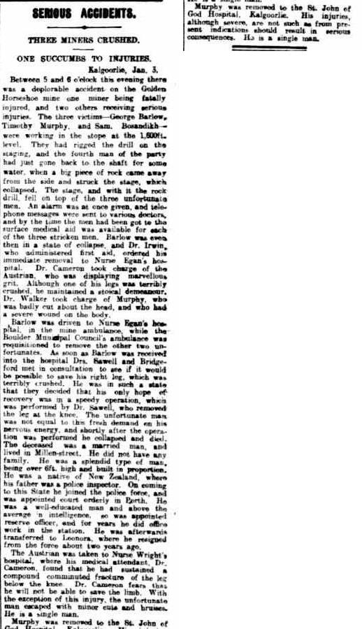 George Fortescue BARLOW - Western Australian Virtual Miners Memorial