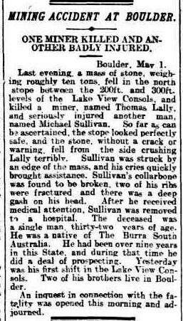 Thomas LALLY - Western Australian Virtual Miners Memorial