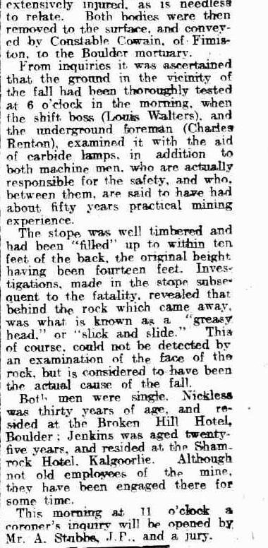 Henry John “Harry” NICKLESS - Western Australian Virtual Miners Memorial