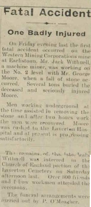 John Willmott “Jack” WITHNELL - Western Australian Virtual Miners Memorial