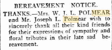 William John Langdon POLMEAR - Western Australian Virtual Miners Memorial