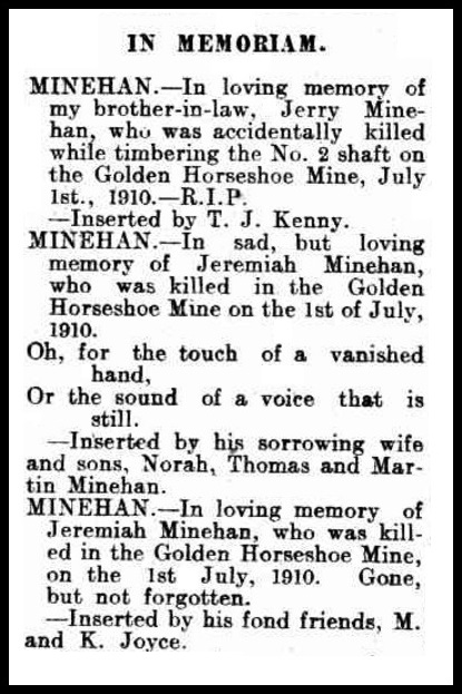 Jeremiah MINEHAN | Western Australian Virtual Miners Memorial