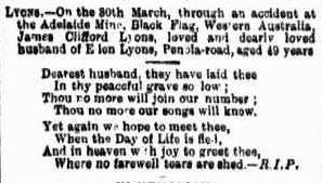 James Clifford LYONS - Western Australian Virtual Miners Memorial