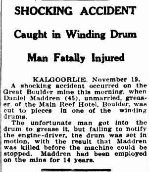 Daniel MADDREN - Western Australian Virtual Miners Memorial