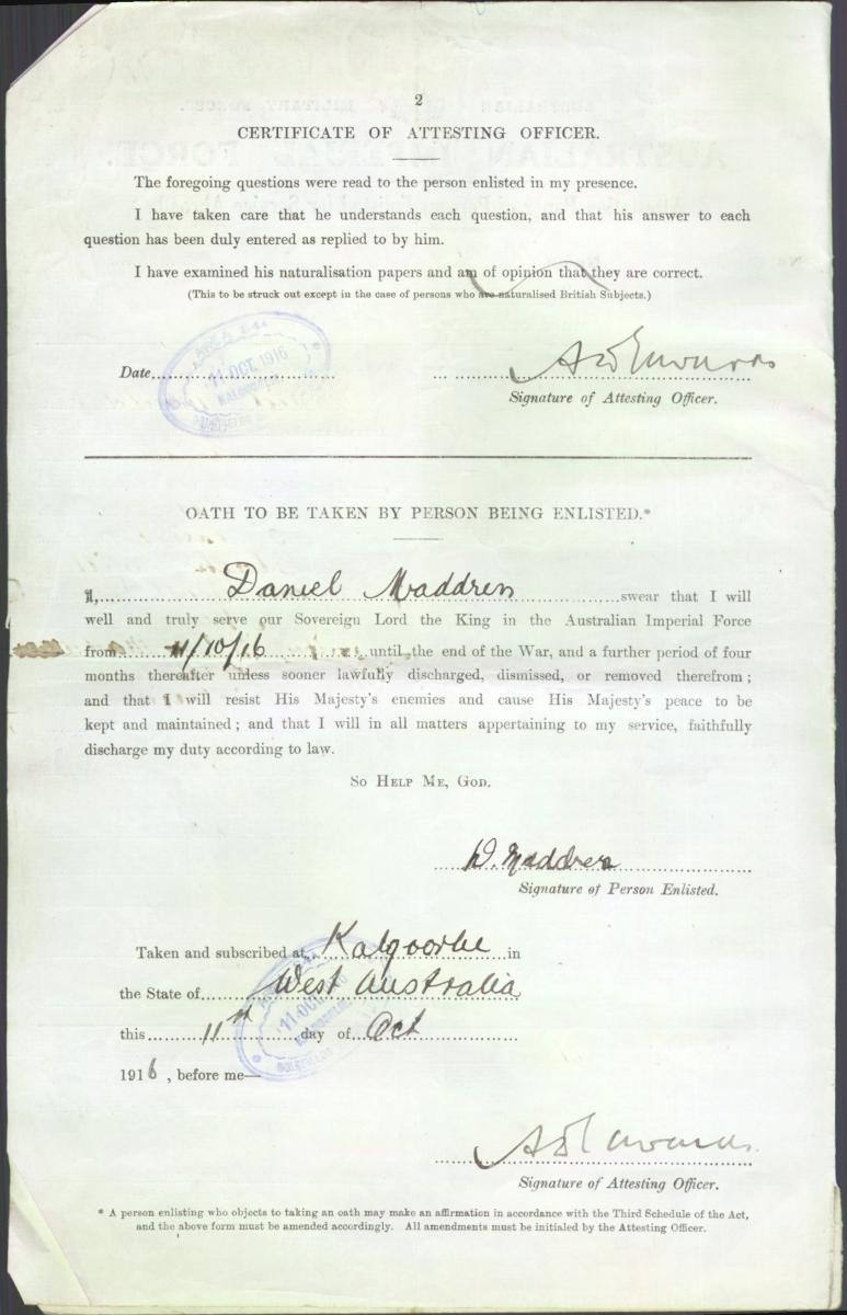 Daniel MADDREN - Western Australian Virtual Miners Memorial