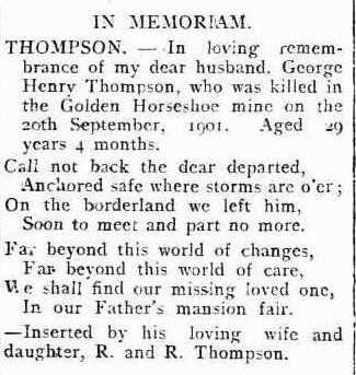 George Henry Norman THOMPSON - Western Australian Virtual Miners Memorial