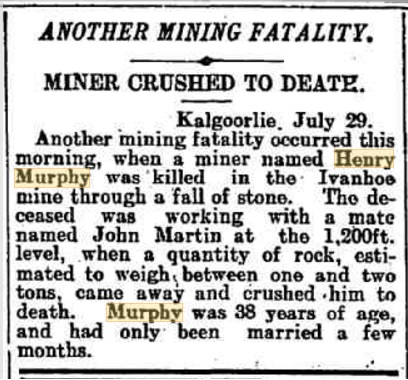 Henry MURPHY - Western Australian Virtual Miners Memorial