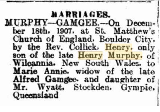 Henry MURPHY - Western Australian Virtual Miners Memorial