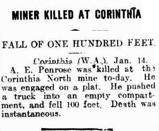 Albert Edward PENROSE - Western Australian Virtual Miners Memorial