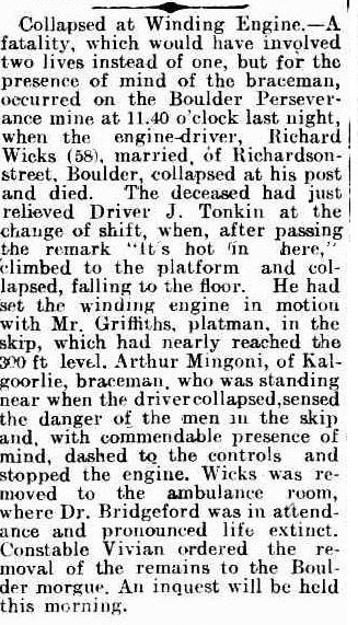 Richard WICKS - Western Australian Virtual Miners Memorial