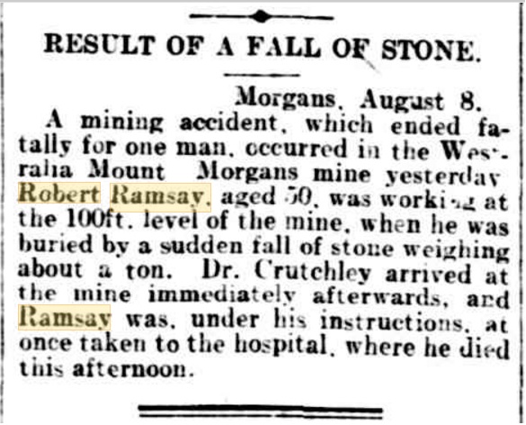 Robert RAMSAY - Western Australian Virtual Miners Memorial