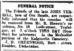 John TERRILL - Western Australian Virtual Miners Memorial