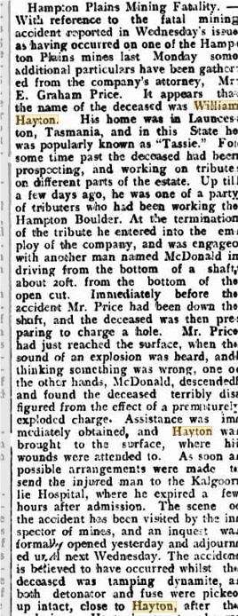 William Loderick Paul Alfred “Tassie” HAYTON - Western Australian ...