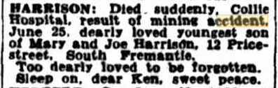 Leslie Joseph Kenneth HARRISON - Western Australian Virtual Miners Memorial