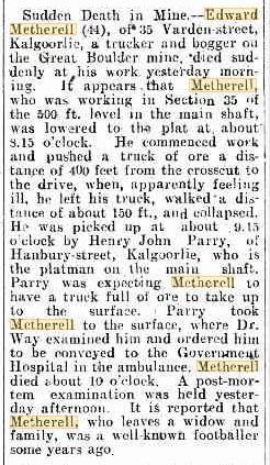 Edward METHERELL - Western Australian Virtual Miners Memorial