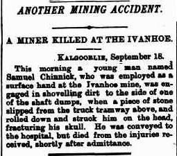 Samuel James CHINNOCK - Western Australian Virtual Miners Memorial