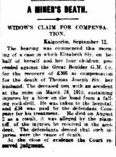 Thomas Joseph SLY - Western Australian Virtual Miners Memorial